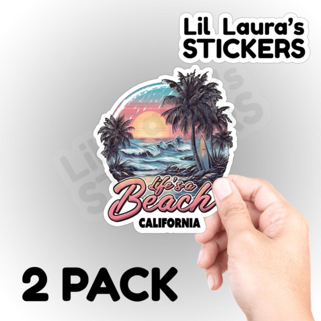Life's a Beach California State Outline Sticker, Cali Sticker, Laptop ...