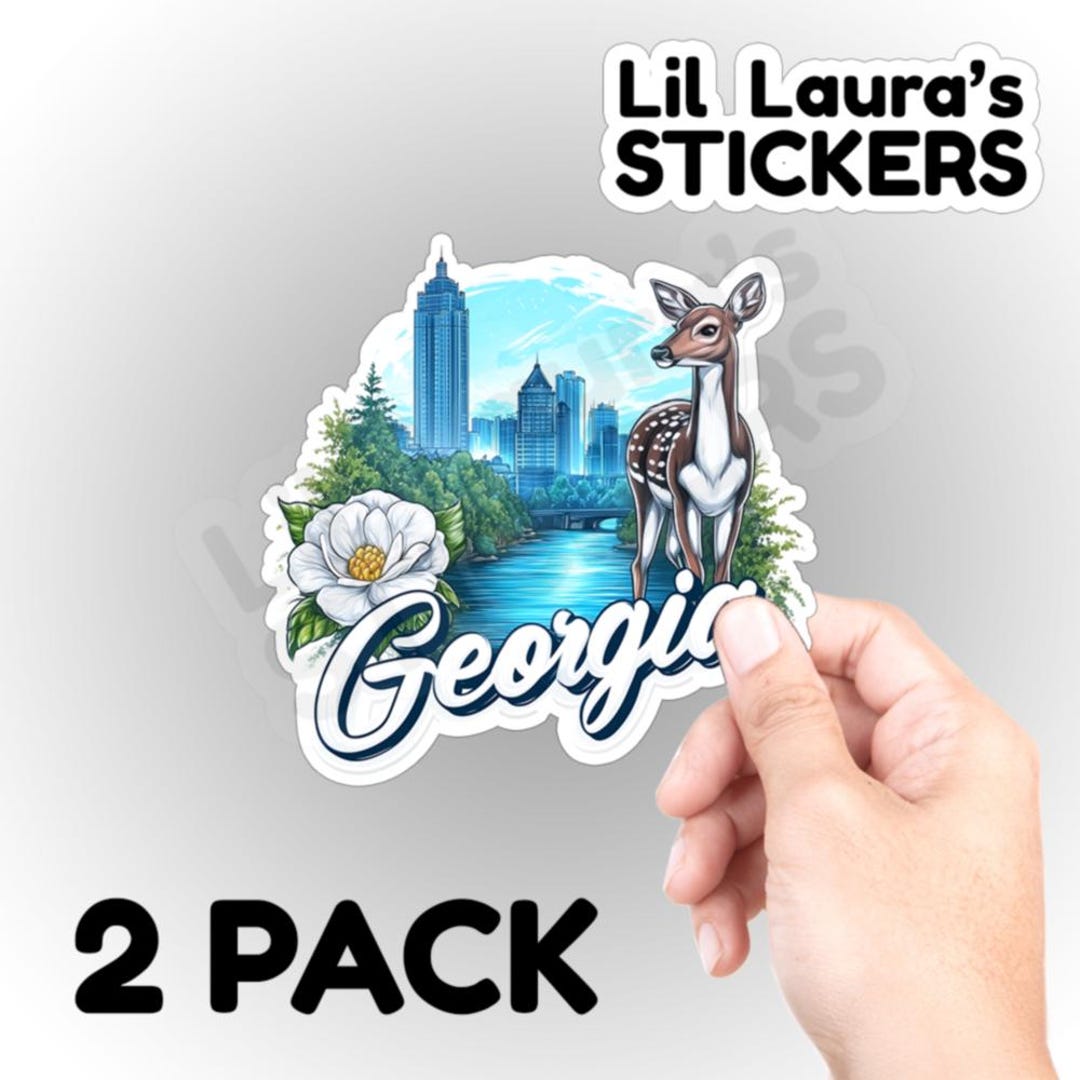 Georgia Sticker Vinyl Decal, Atlanta Whitetail Deer State, Cooler ...