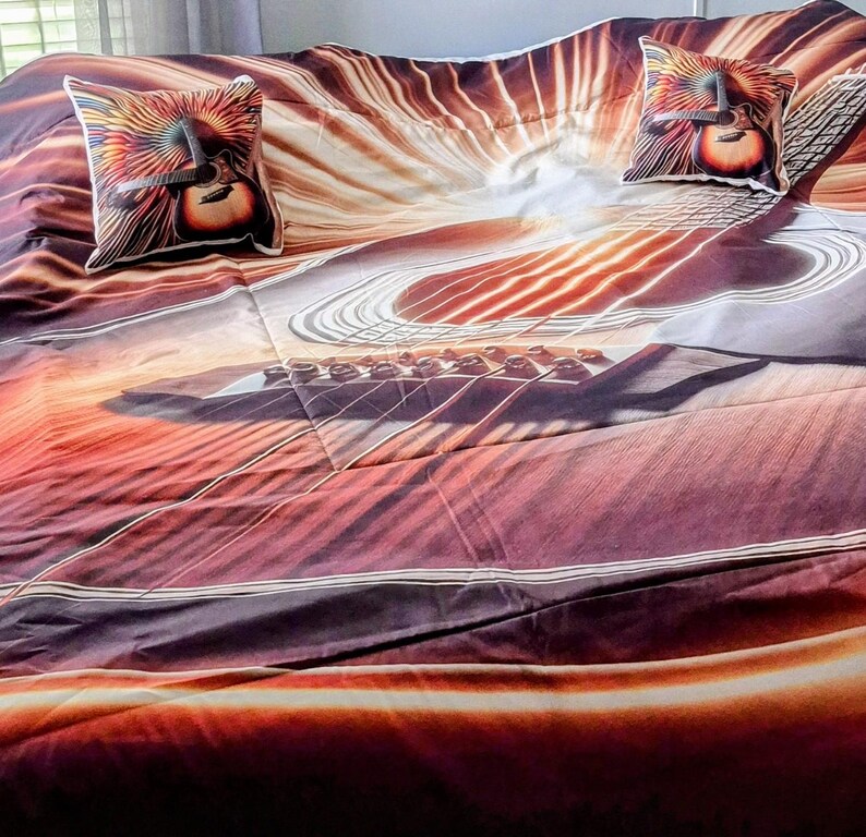 Cool Guitar Comforter, Music Lover Bedding, Rockstar Bedroom Decor ...