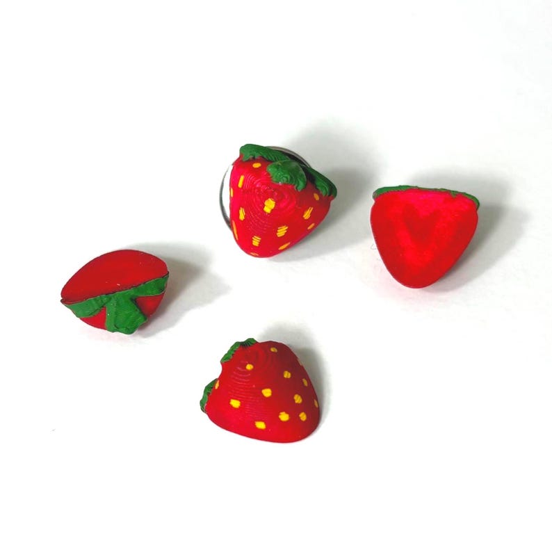 3D Printed Strawberry Pin: Hand-painted Fruit Badge - Etsy