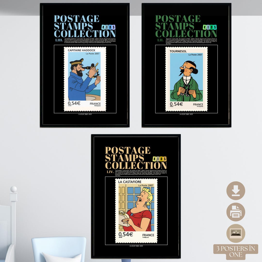 Tintin Companion Characters Poster Set: Retro Comic Art (digital ...