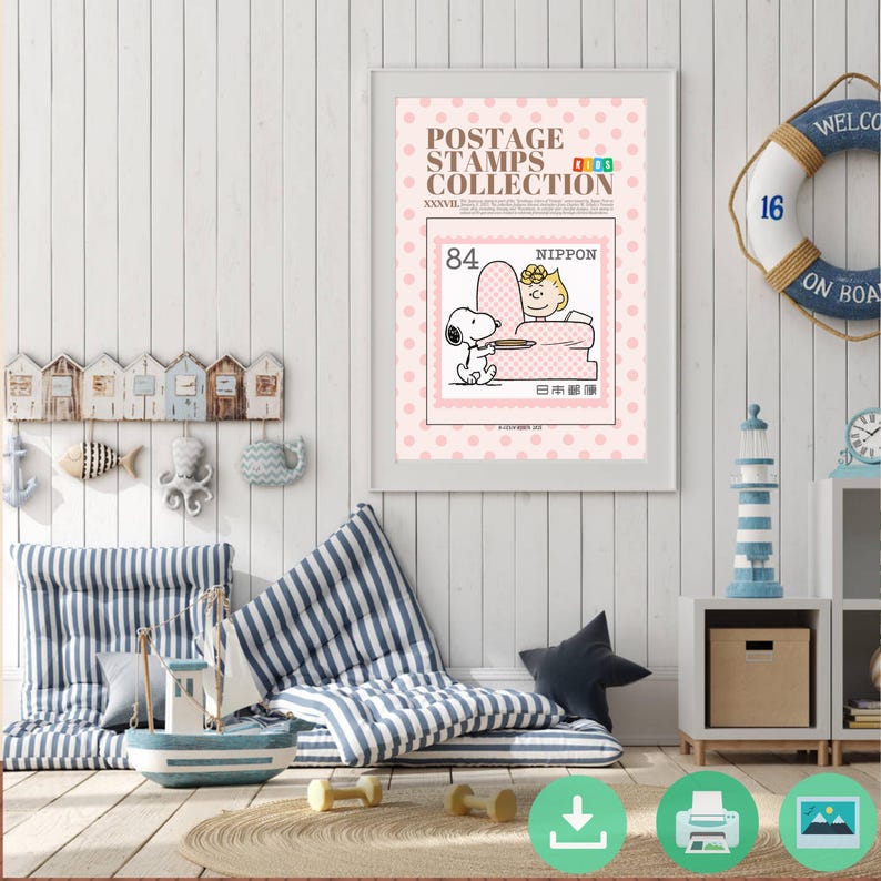 Snoopy Nursery Art Set: Pastel Peanuts Prints, Kawaii Kids Room Decor ...