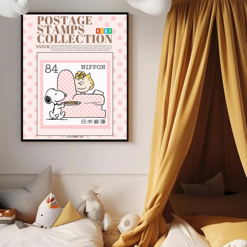 Peanuts Snoopy Printable Stamp Wall Art Set - Cute Pastel Nursery Decor ...