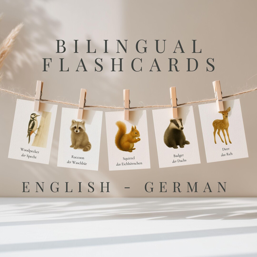 Bilingual Woodland Animal Flashcards English German | Montessori Nature ...