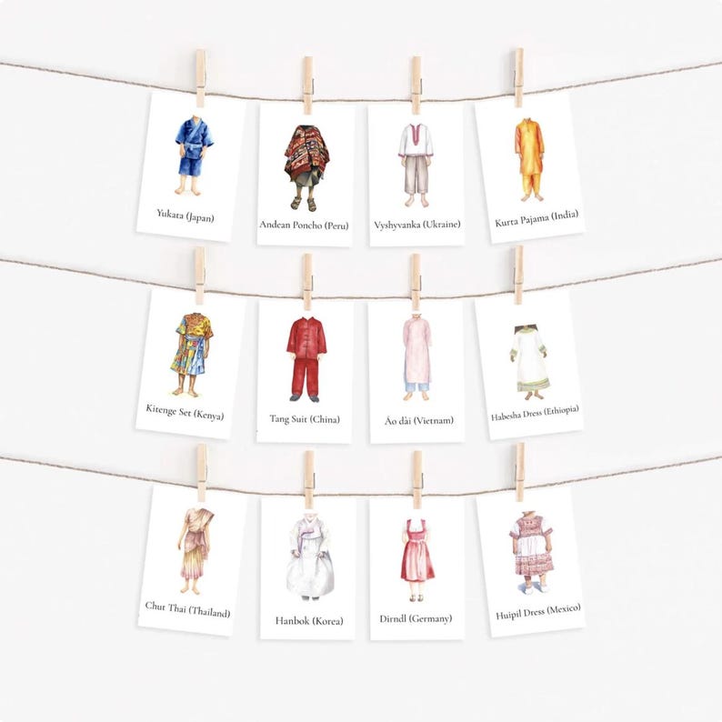 12 Traditional Clothing Flashcards | World Cultures for Kids ...