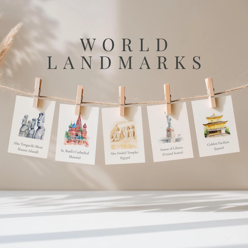 World Landmarks Flashcards – Montessori Printable Geography Cards for ...