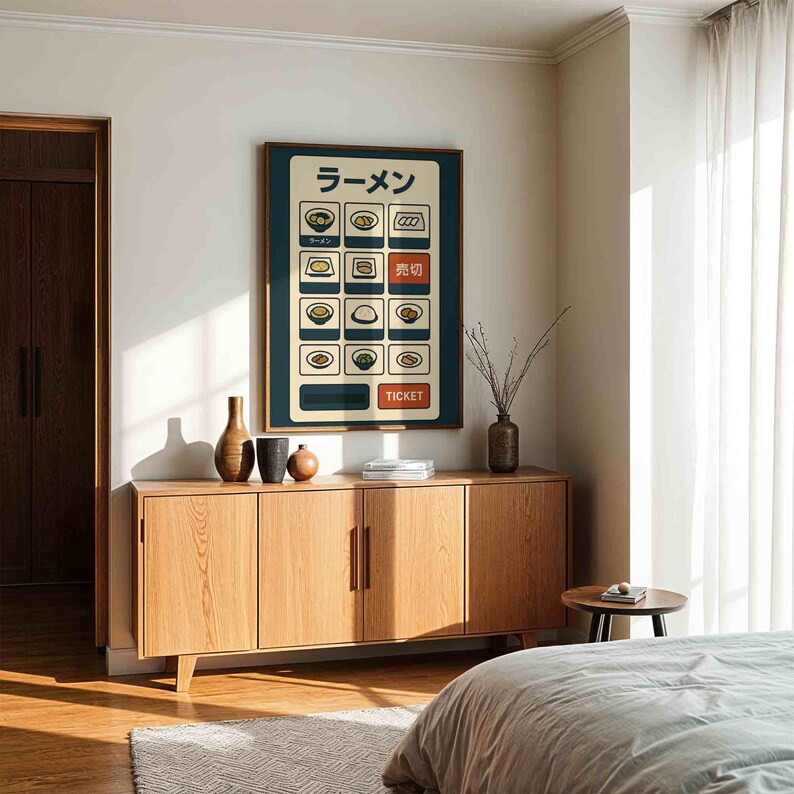Japanese Vending Machine Print – Ramen Food Poster, Tokyo Snack Art ...