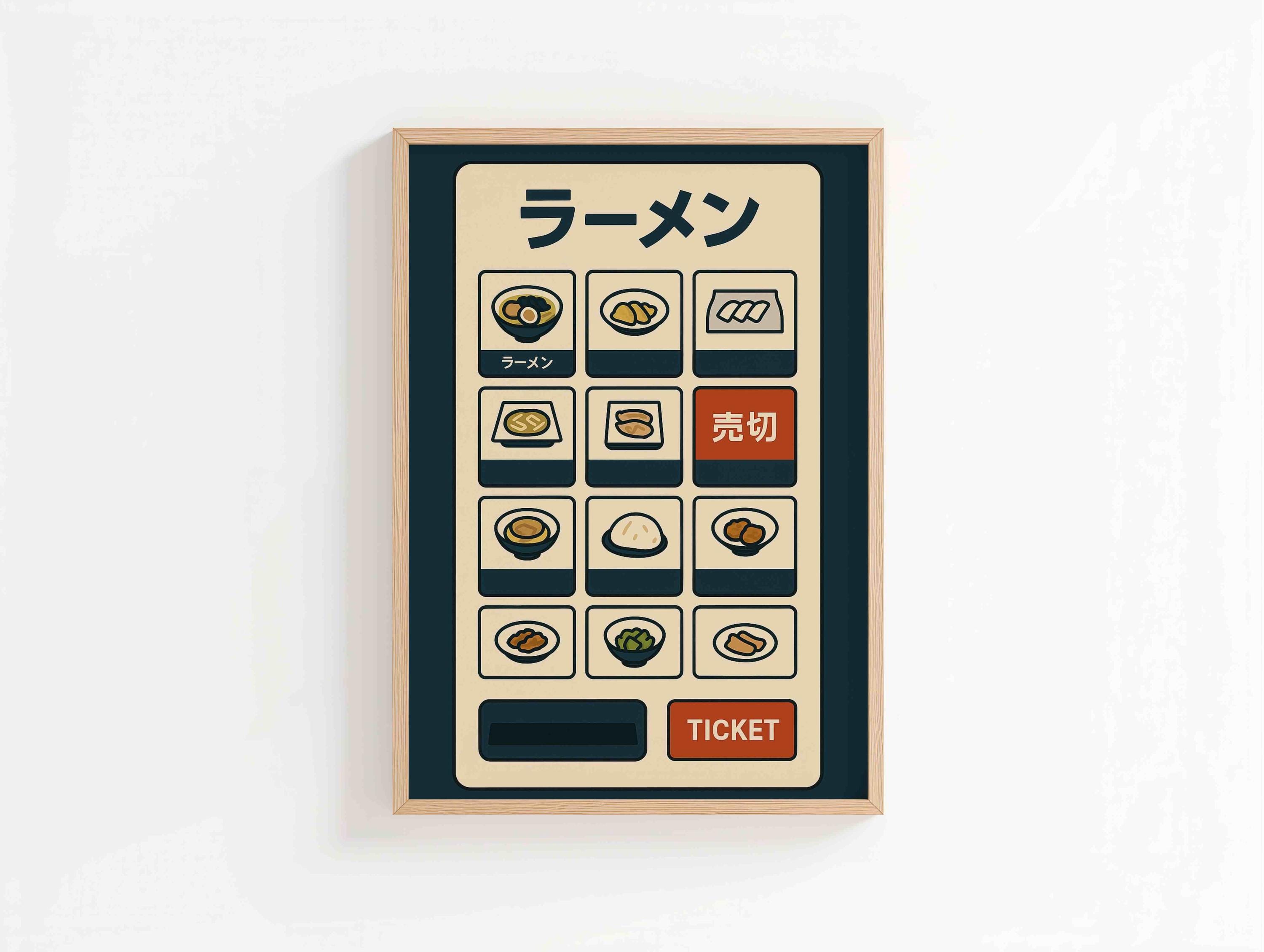 Japanese Vending Machine Print – Ramen Food Poster, Tokyo Snack Art ...