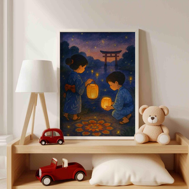 Obon Festival Lantern Floating Poster | Japanese Summer Festival Kids ...
