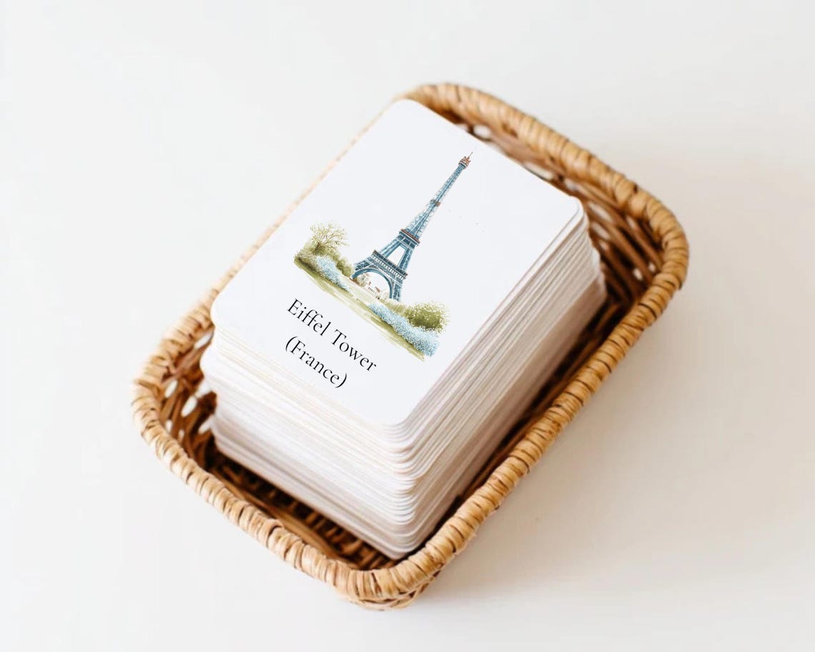 World Landmarks Flashcards – Montessori Printable Geography Cards for ...