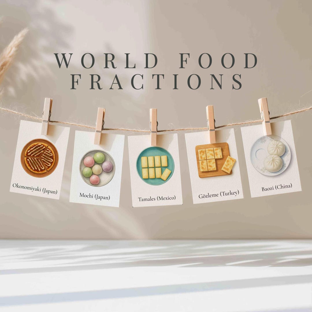 Printable Food Fraction Flashcards: Montessori STEM Learning (digital ...