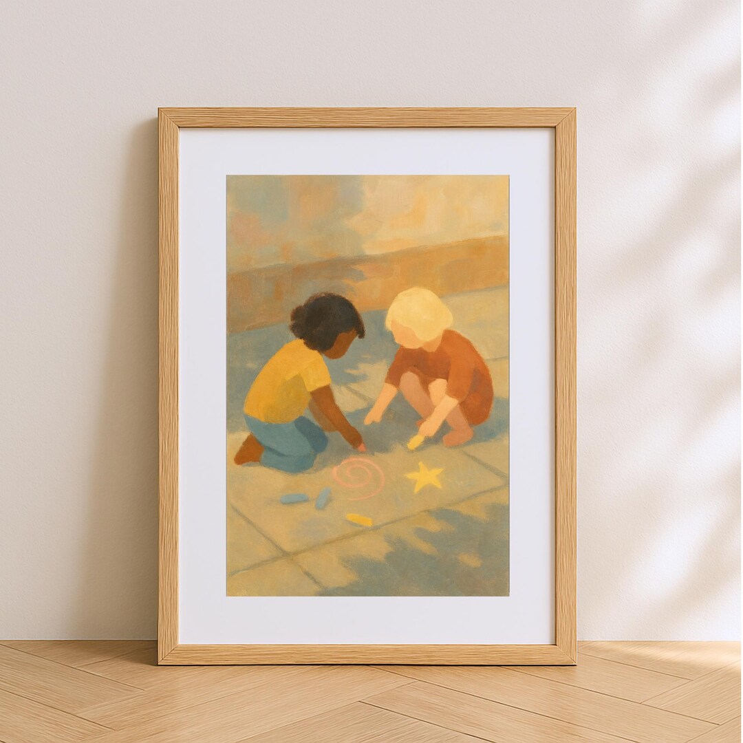 Chalk Drawing Wall Art – Printable Kids Room or Montessori Playroom ...