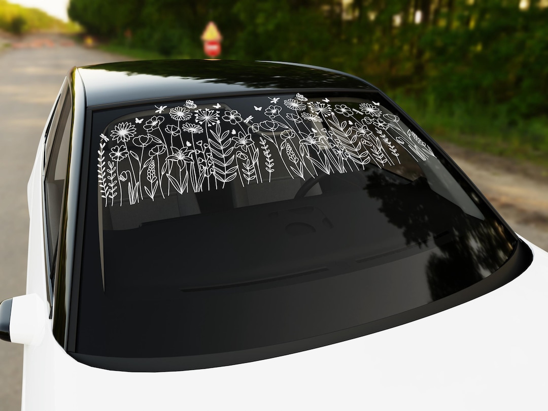Wildflowers Car Decal, Wildflower Car Sticker, Flower Border Car Decal ...