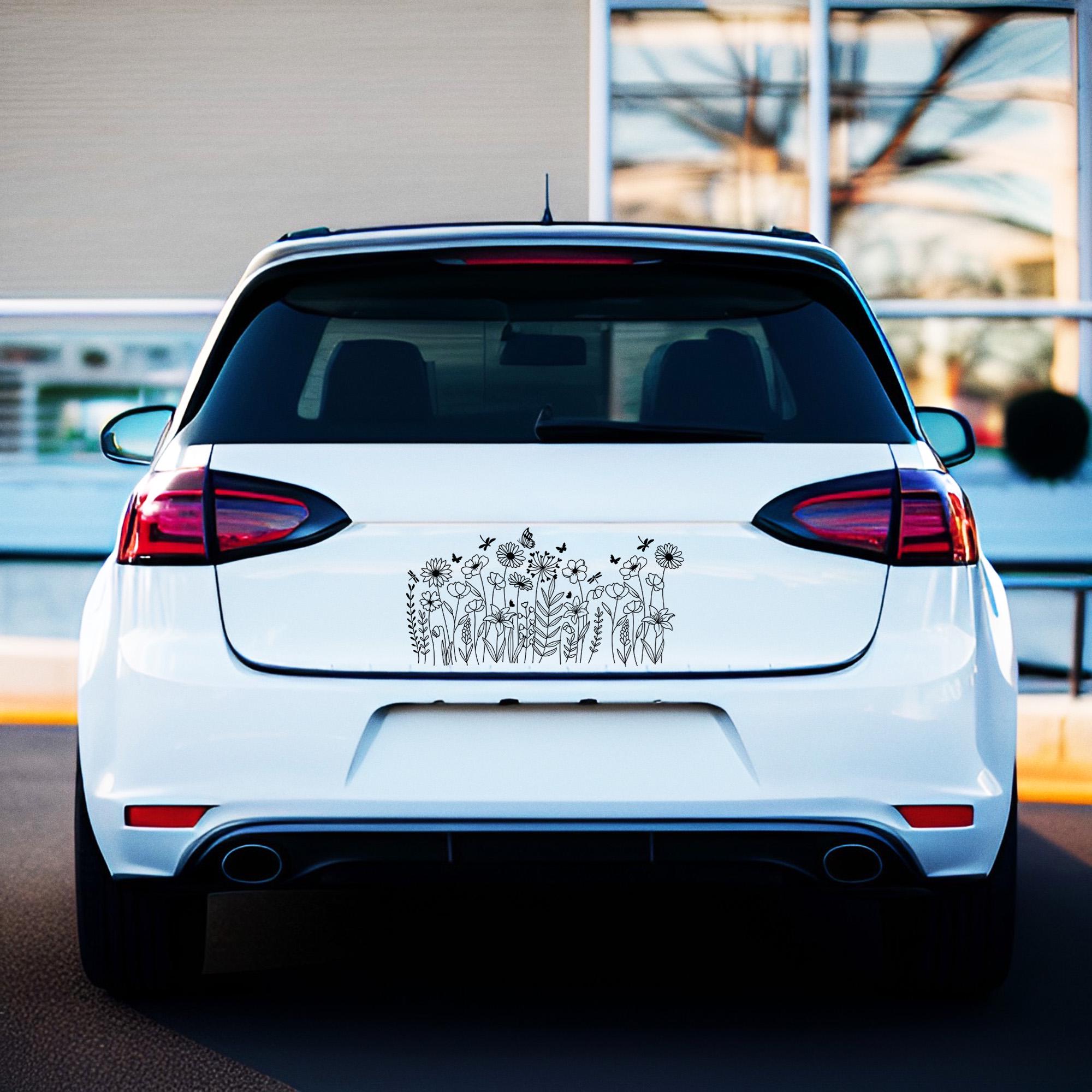 Wildflowers Car Decal, Wildflower Car Sticker, Flower Border Car Decal ...