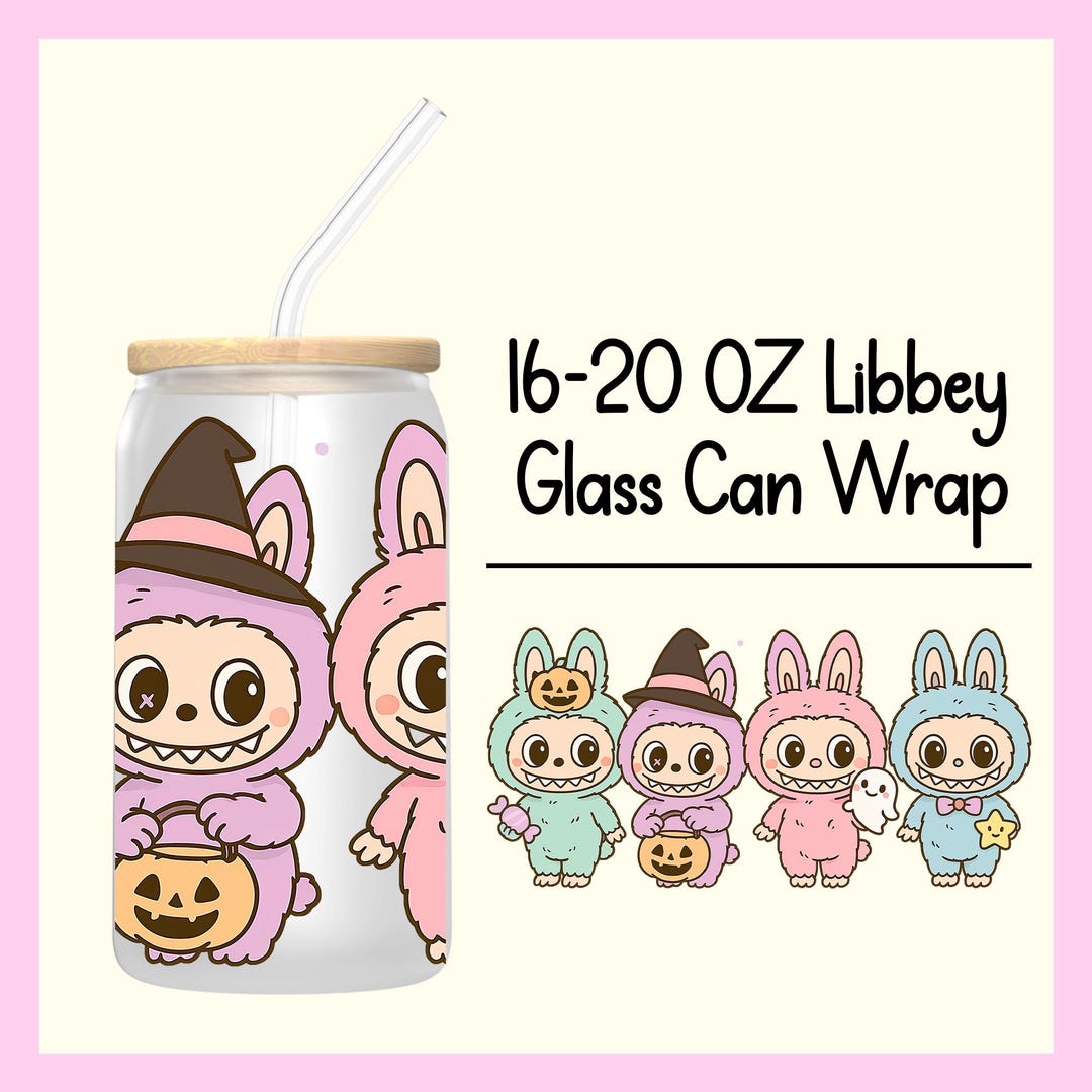 16 Oz Ready to Apply Labubu Cup Wrap, Labubu UV DTF Decal, 20oz Labubu ...