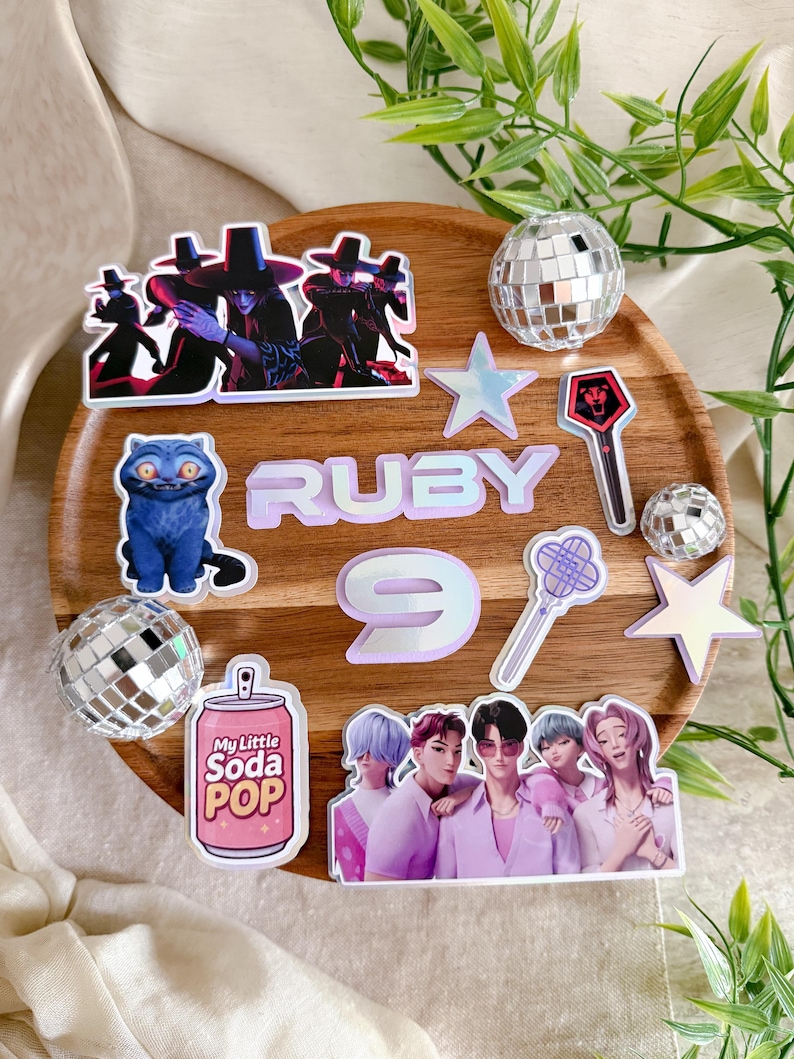 Kpop Demon Hunters Cake Toppers | Huntrix Kpop Charms and Decorations ...