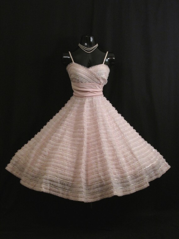 Vintage 1950's 50s Bombshell RAPPI Baby Pink Sequins … - Gem