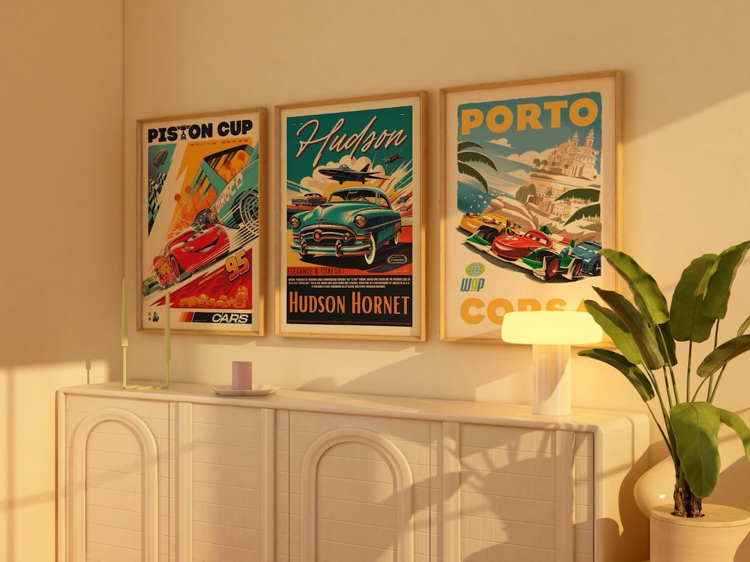 Piston Cup Retro Movie Poster, Kids Room GIFT, Minimalist Art, Retro ...