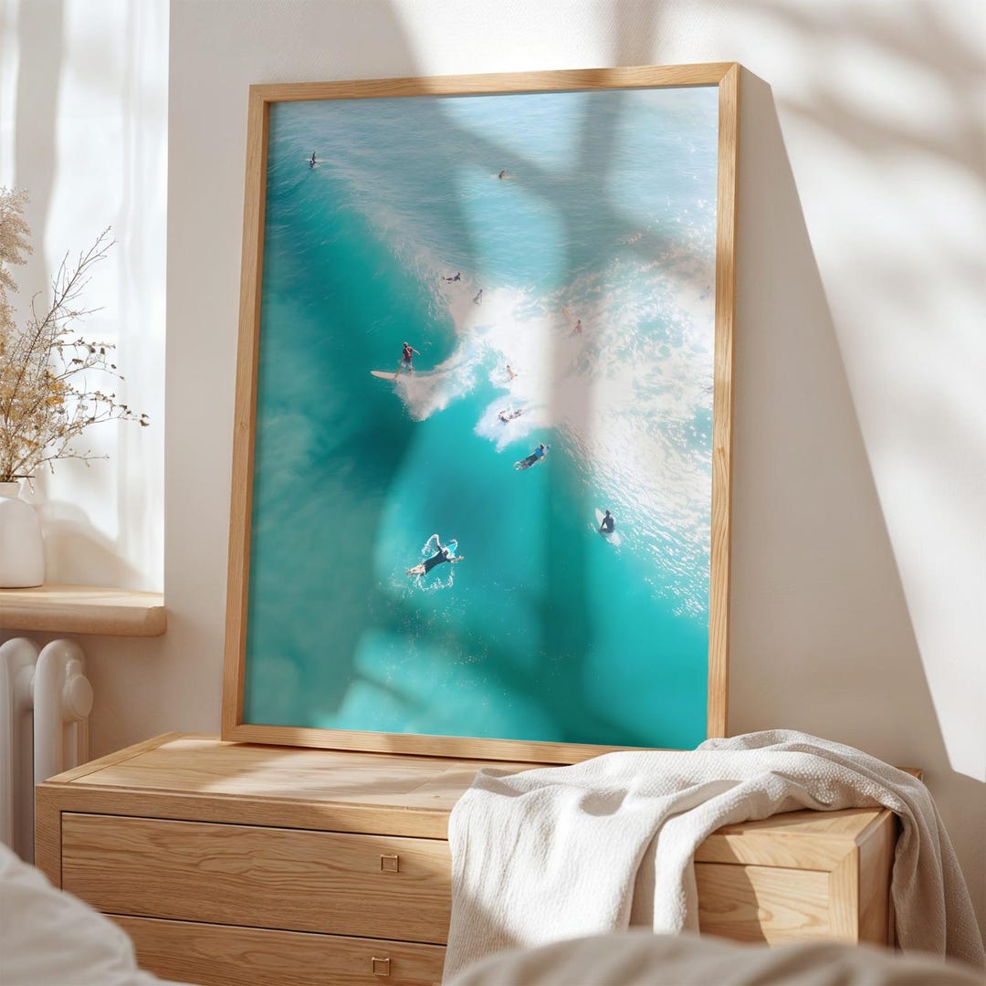 Aerial Surfers Wall Art, Surfers Print, Aerial Beach Prints, Aerial ...