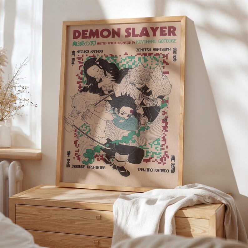 Demon Slayer Anime Poster - Tanjiro, Nezuko, Zenitsu & Inosuke Art ...