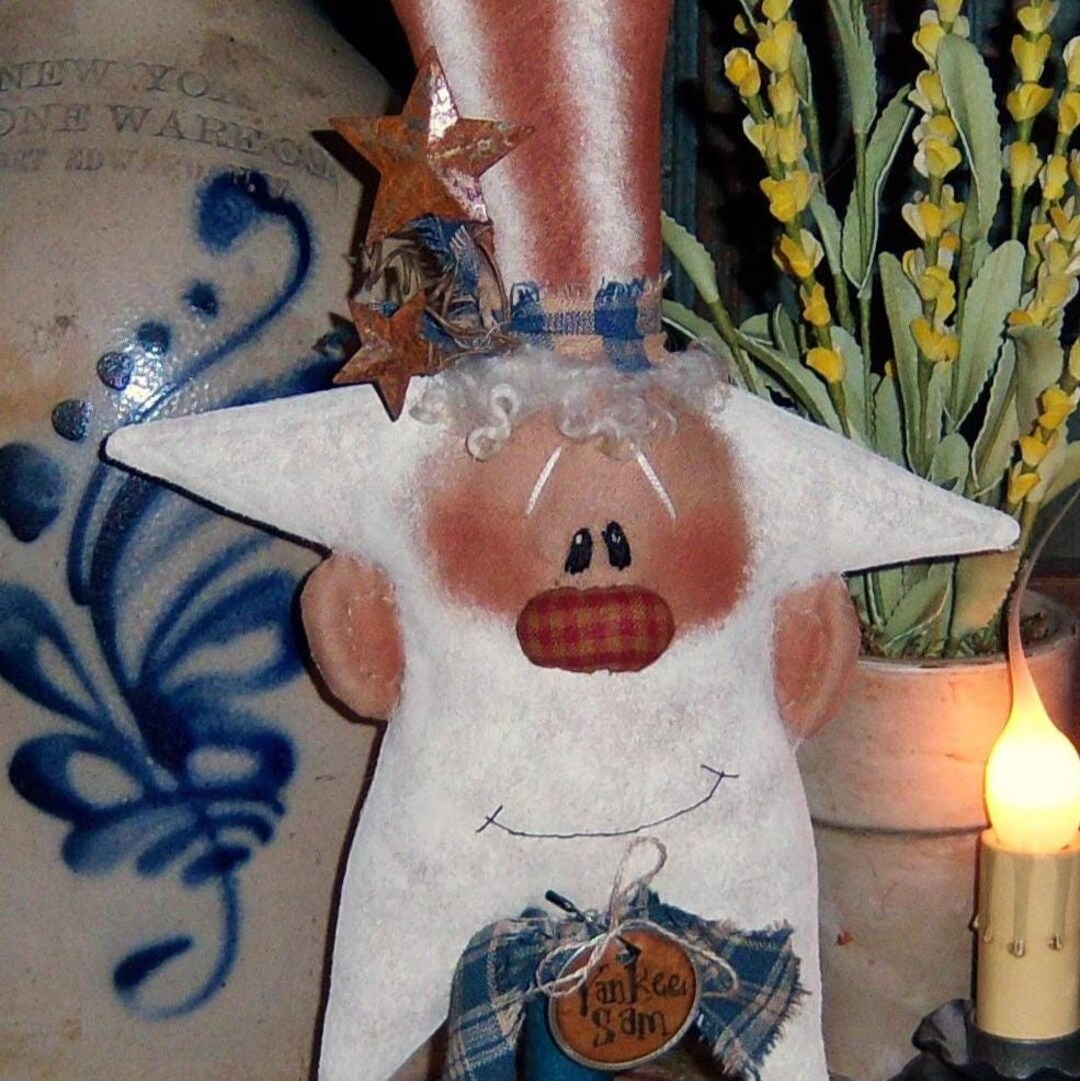 Patti's Ratties Primitive Uncle Sam Americana Star Ornie Paper Pattern ...
