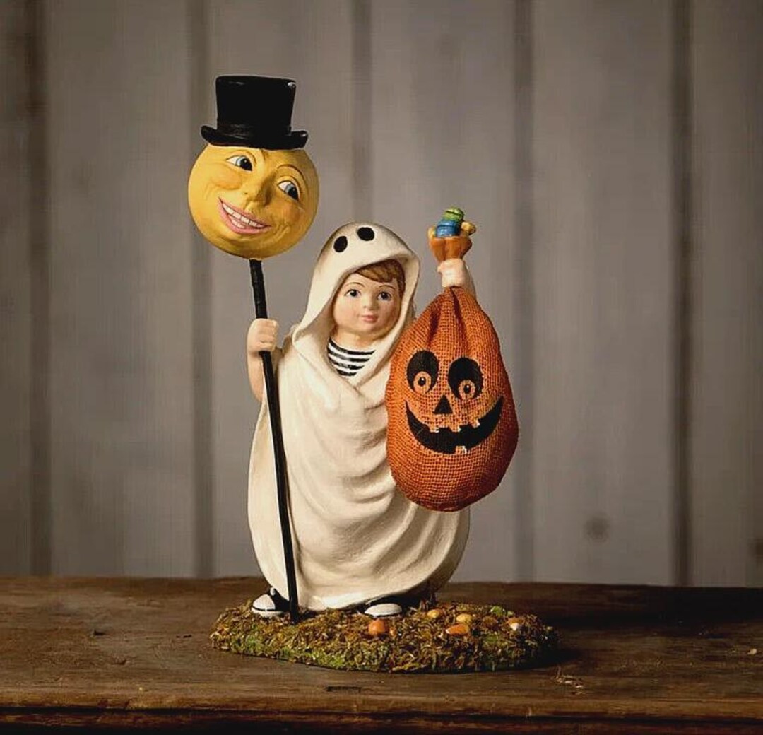 Bethany Lowe Halloween Trick or Treat Boo Bandit Ghost Boy Moon Man ...
