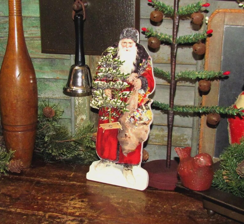 Primitive Belsnickel Red St Nick Santa Claus Dummy Board Sign Vtg ...