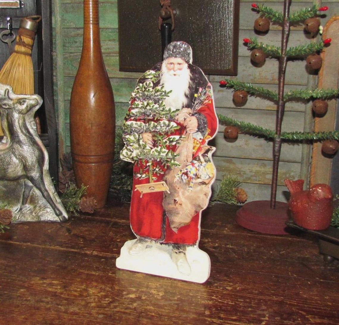 Primitive Belsnickel Red St Nick Santa Claus Dummy Board Sign Vtg ...