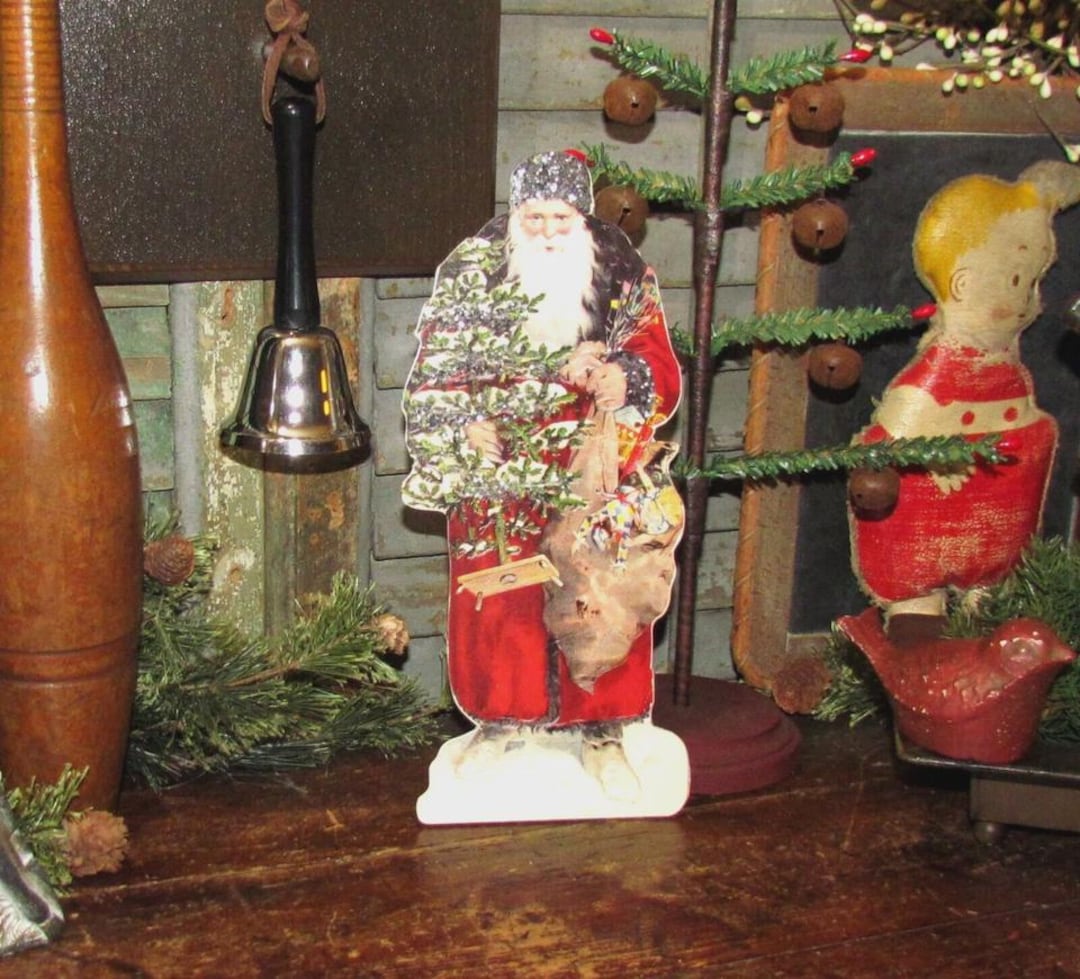 Primitive Belsnickel Red St Nick Santa Claus Dummy Board Sign Vtg ...