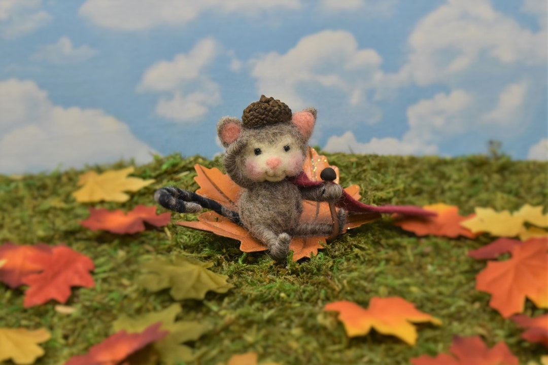 Needle Felted Fall or Halloween Kitten Riding A Leaf! - Etsy