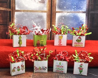 Grinch Mini Gift Bags, Dr. Seuss Christmas Treat Bags, Reusable, Small ...