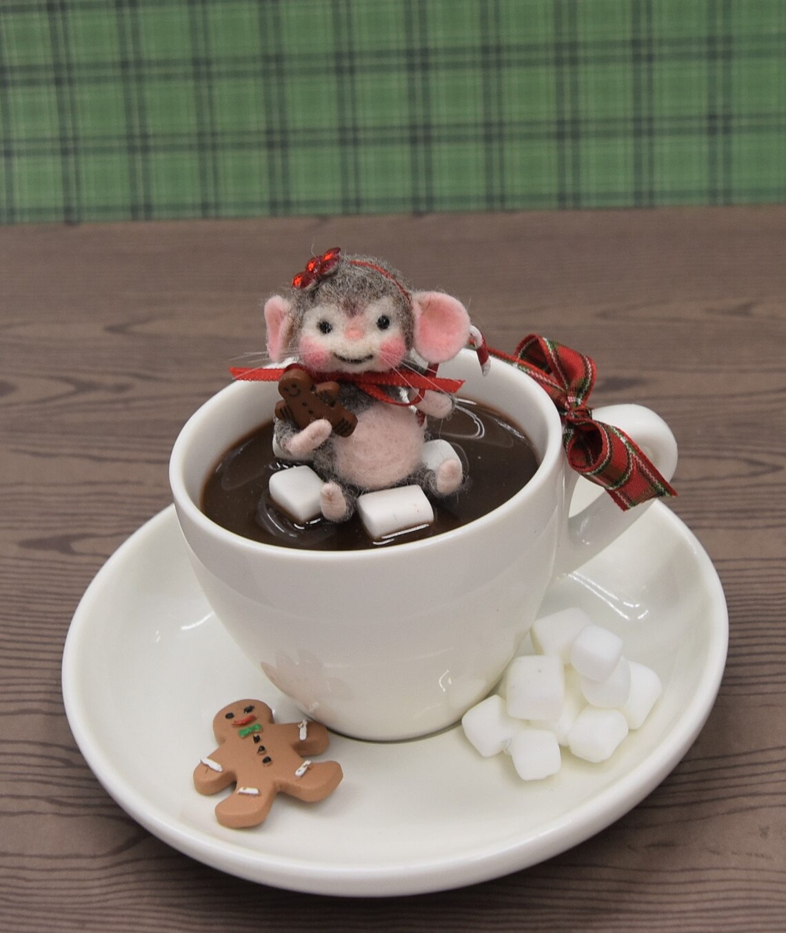 Needle Felted christmas Mouse in Hot Chocolate Cup - Etsy