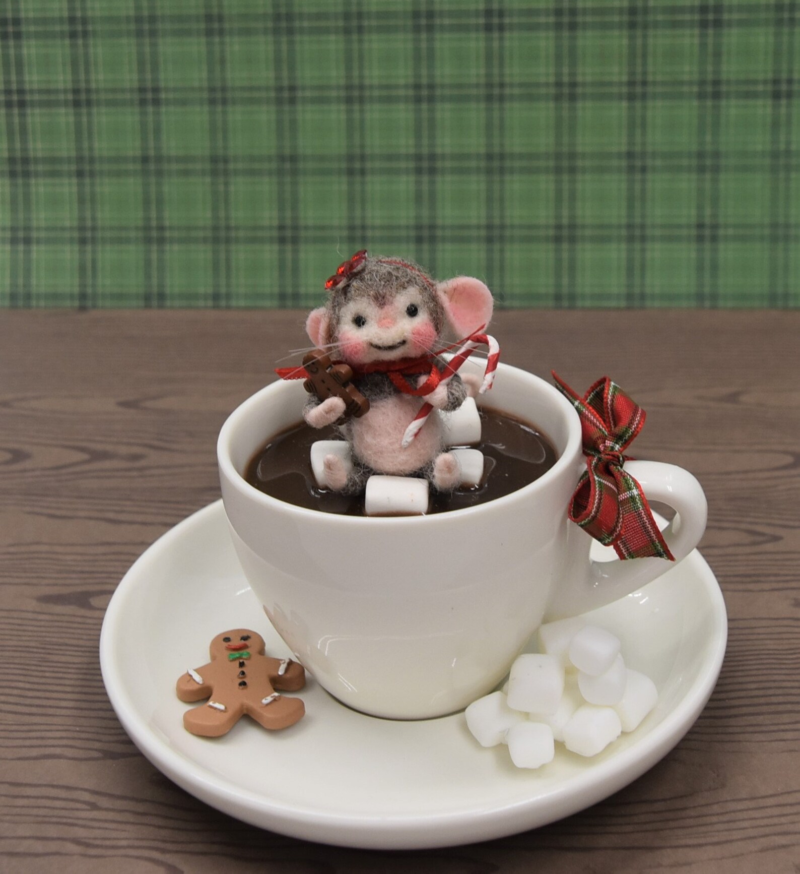 Needle Felted "christmas Mouse in Hot Chocolate Cup" Decoration ...
