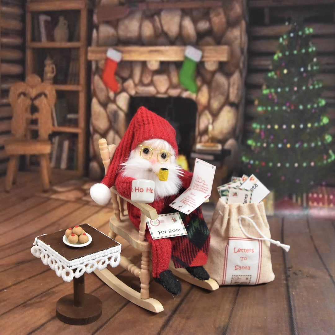 Needle Felted Christmas rocking Chair Santa Reading His Mail Free ...