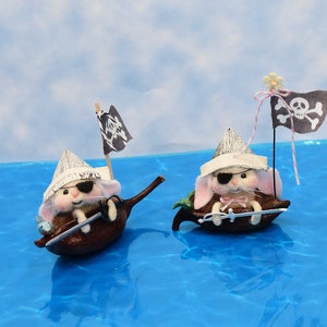 Needle Felted "pirate Bunnies" - Boy or Girl - in Their Pod Boats ...