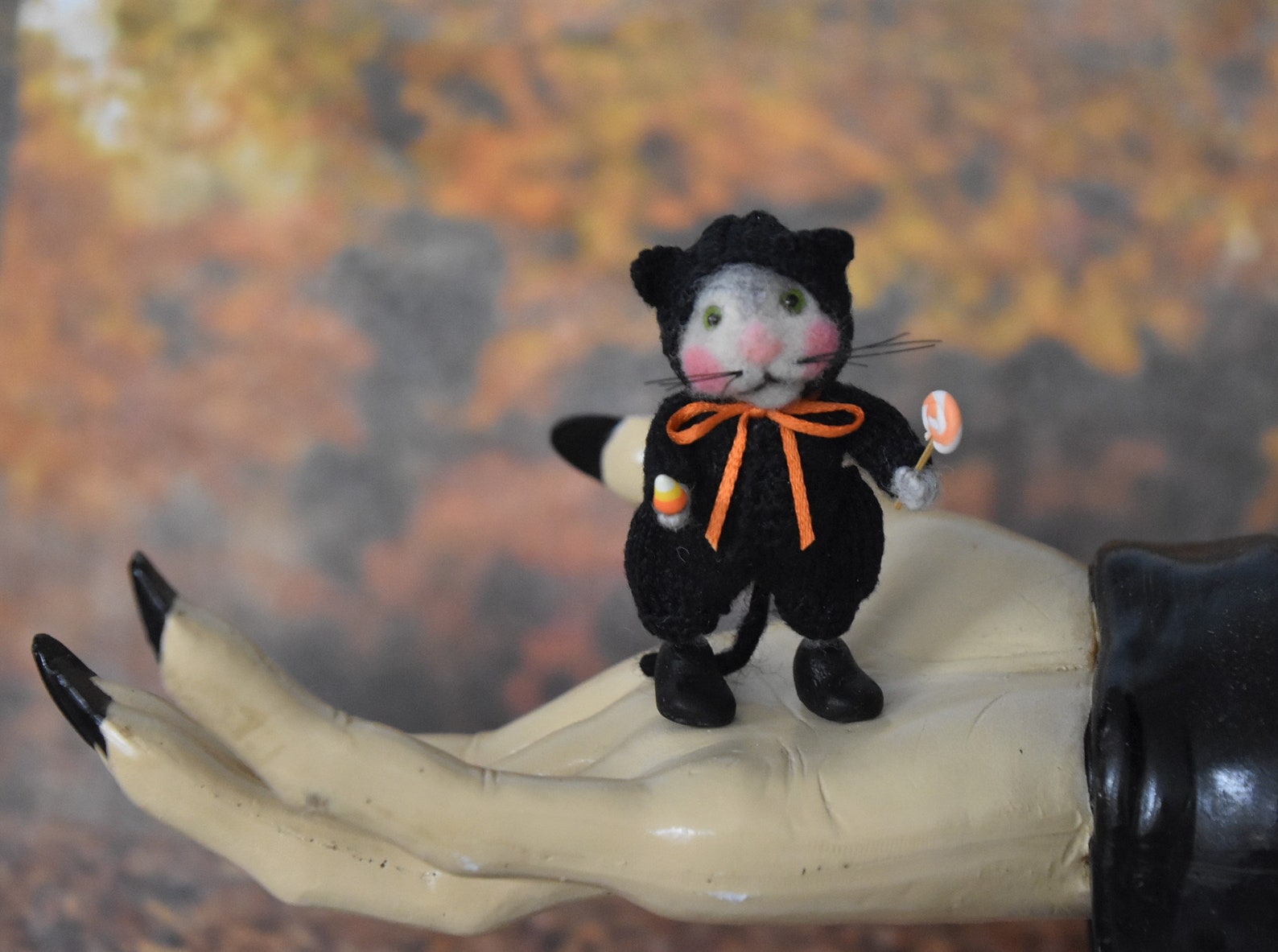 Needle Felted trick or Treat Candy Corn Kitten in - Etsy