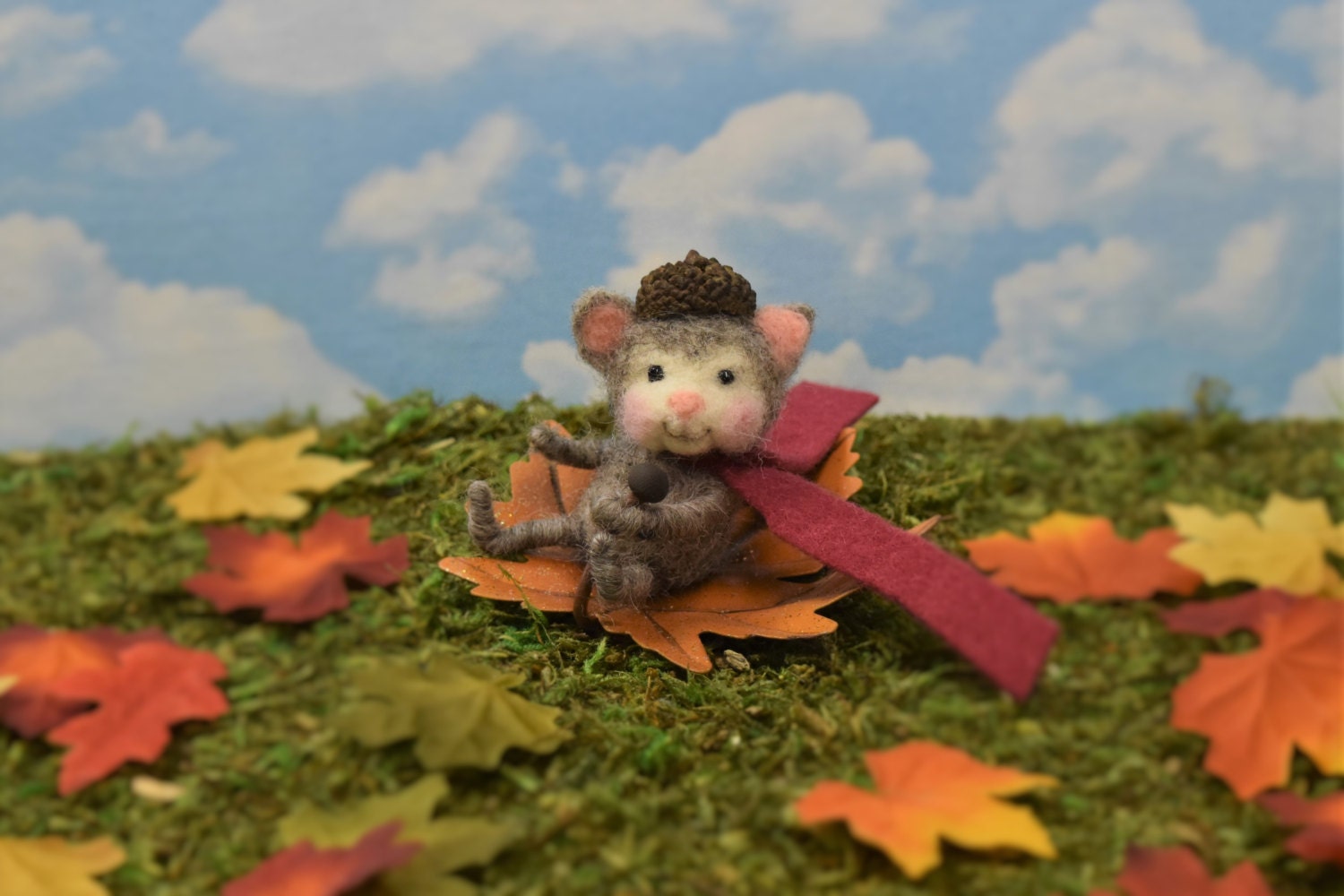 Needle Felted Fall or Halloween Kitten Riding A Leaf! - Etsy