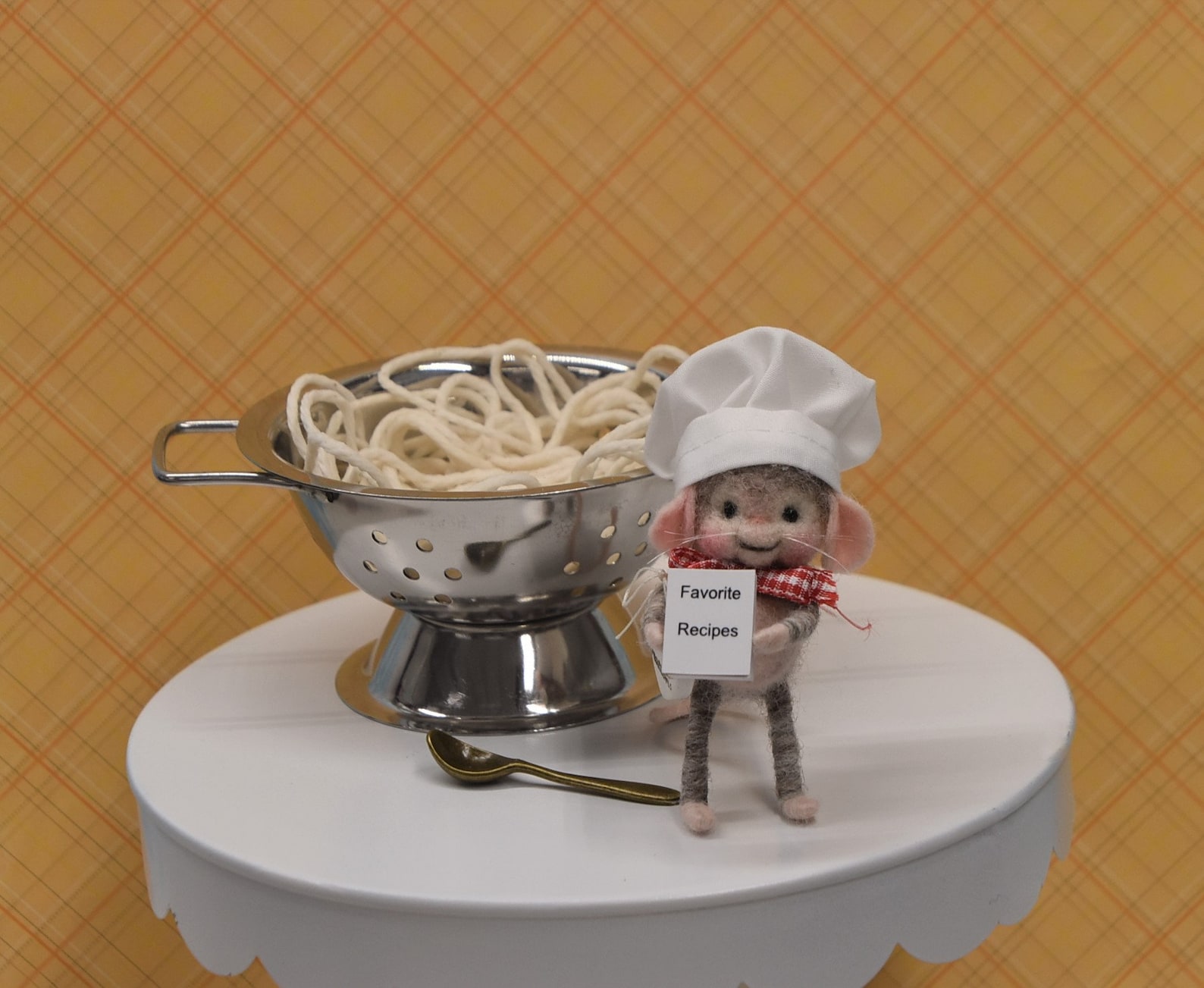 Needle Felted chef Mouse With Spaghetti and - Etsy