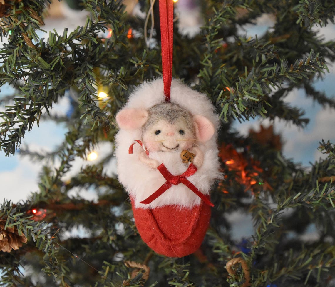 Needle Felted christmas Mouse in A Slipper - Etsy