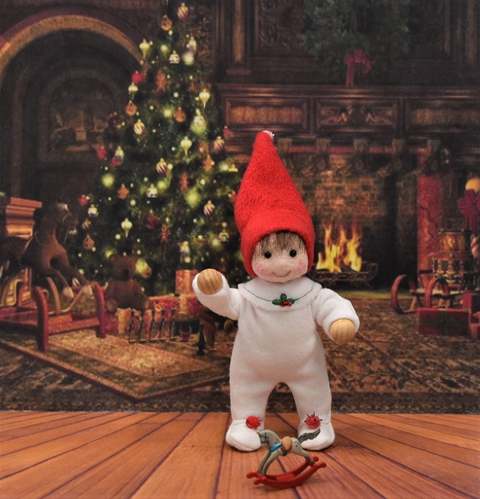 Half-Pint Christmas Boy Elf With Toy Rocking Horse.....Kid | Etsy