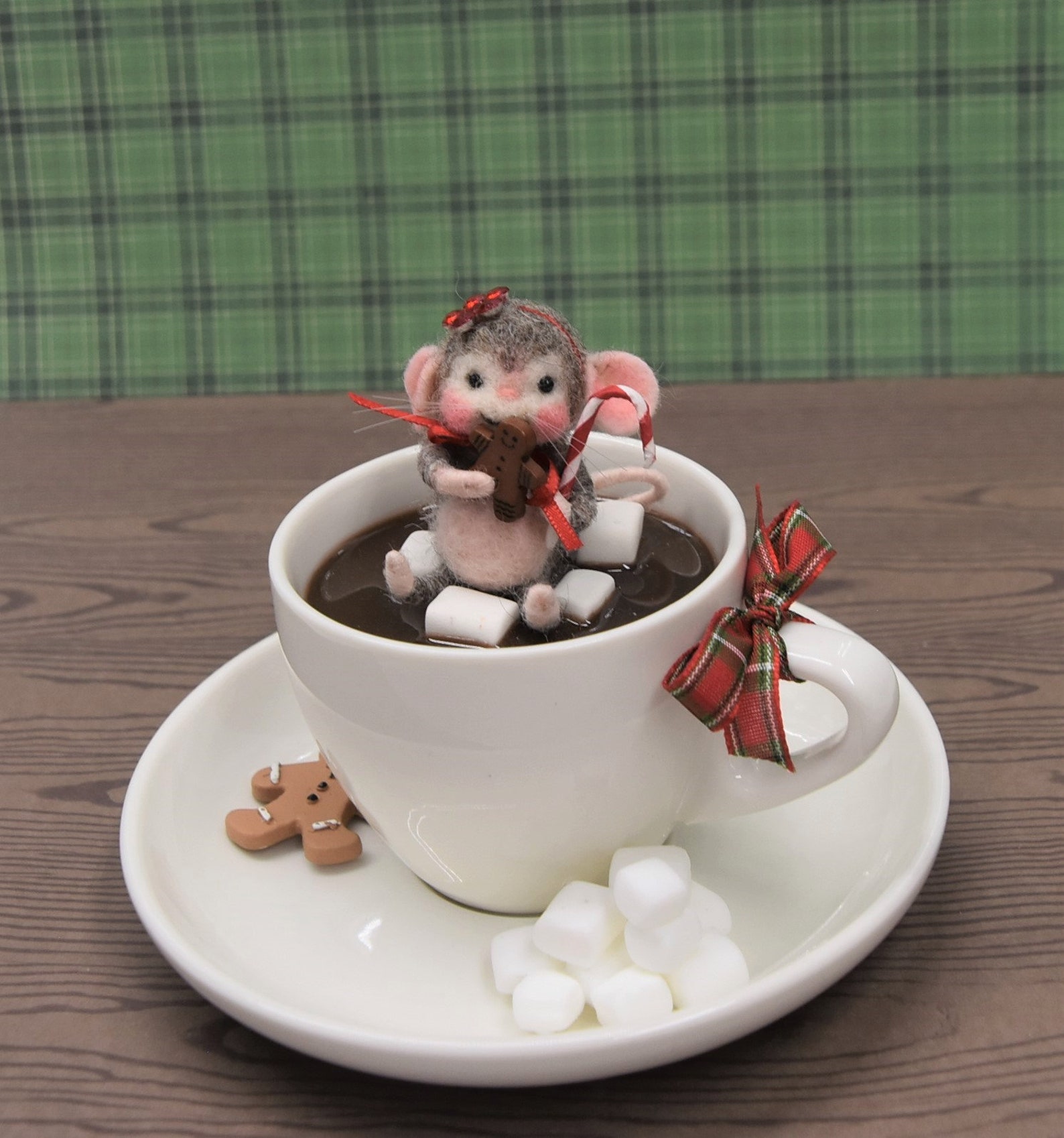 Needle Felted "christmas Mouse in Hot Chocolate Cup" Decoration ...