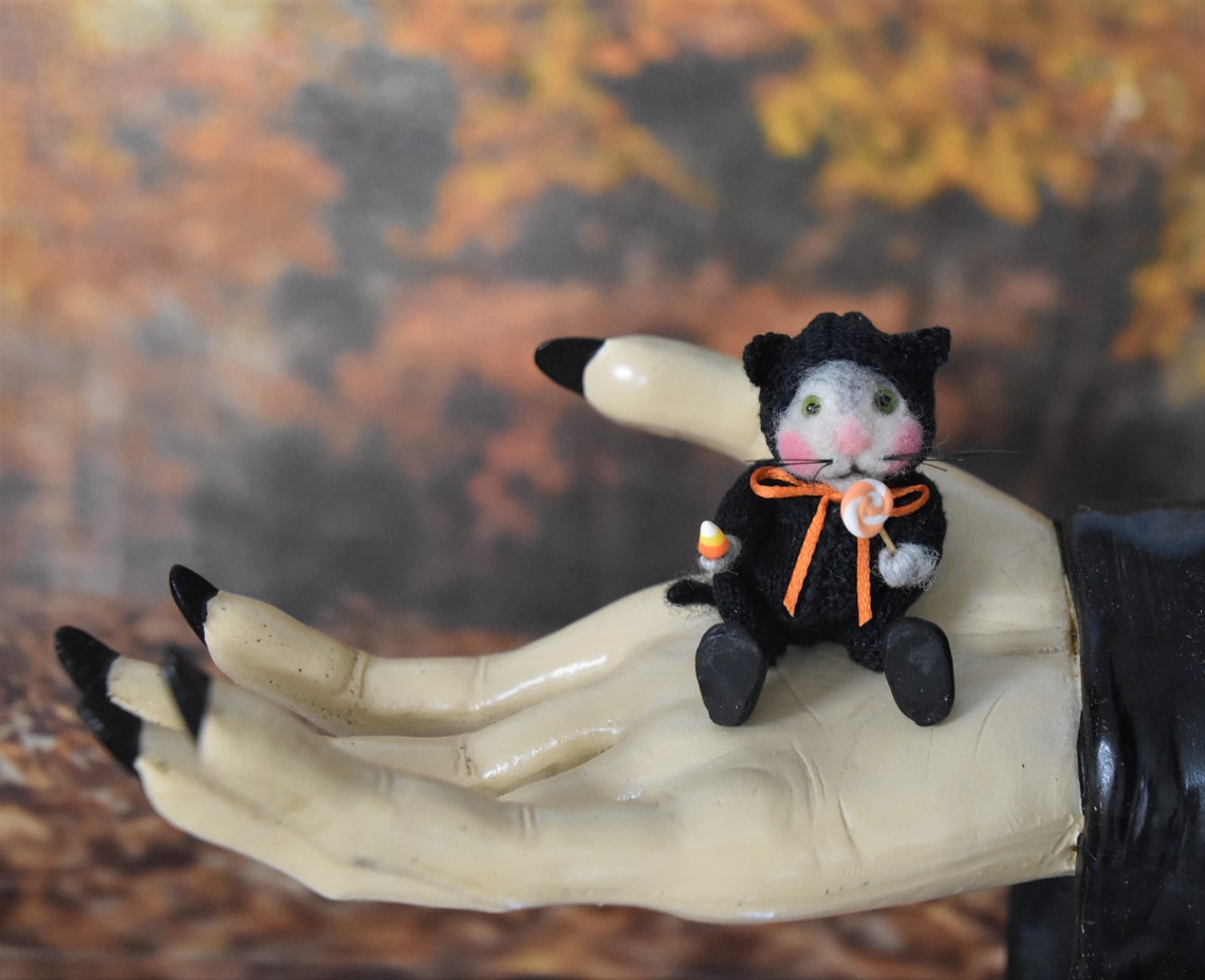 Needle Felted trick or Treat Candy Corn Kitten in - Etsy