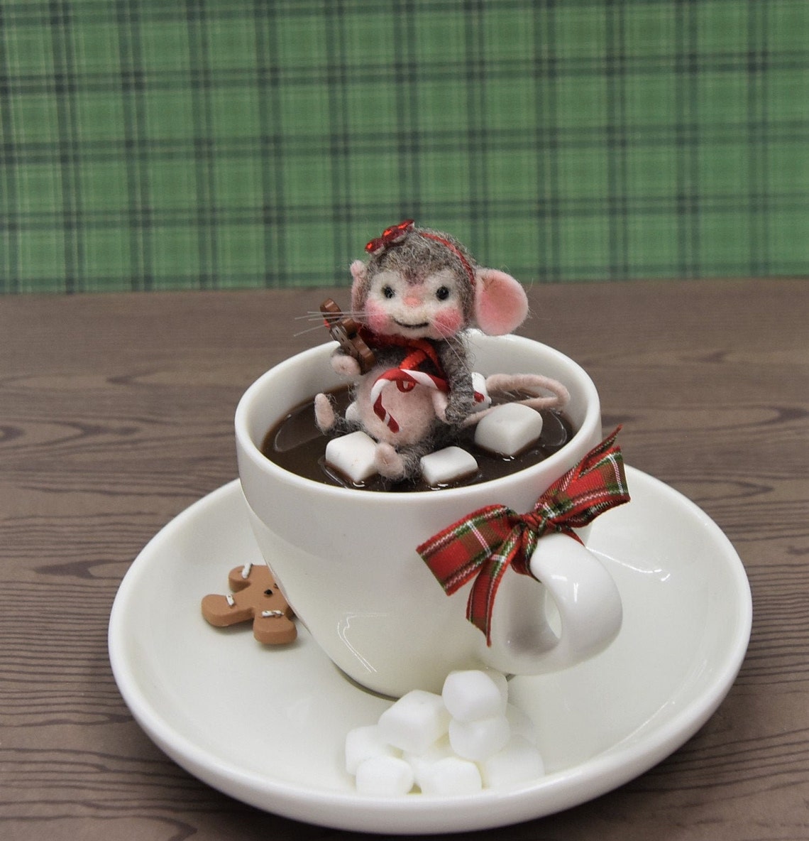 Needle Felted christmas Mouse in Hot Chocolate Cup - Etsy