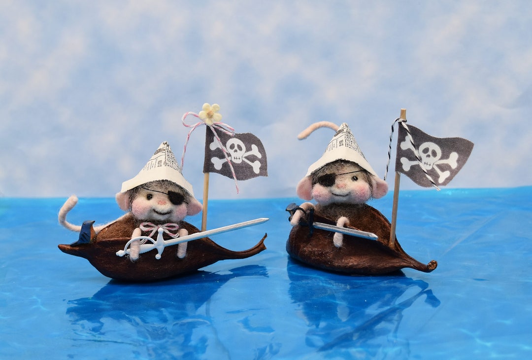 Needle Felted "pirate Mice" - Boy or Girl - in Their Pod Boats ...