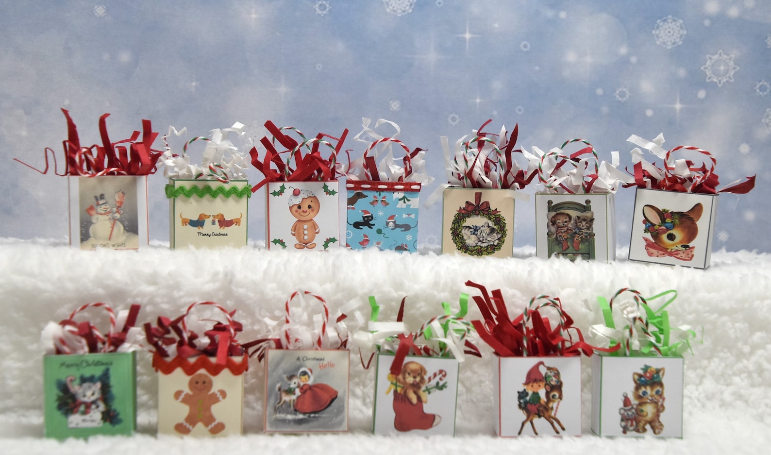 Miniature Christmas Gift Bags Set "b", Handmade - Etsy
