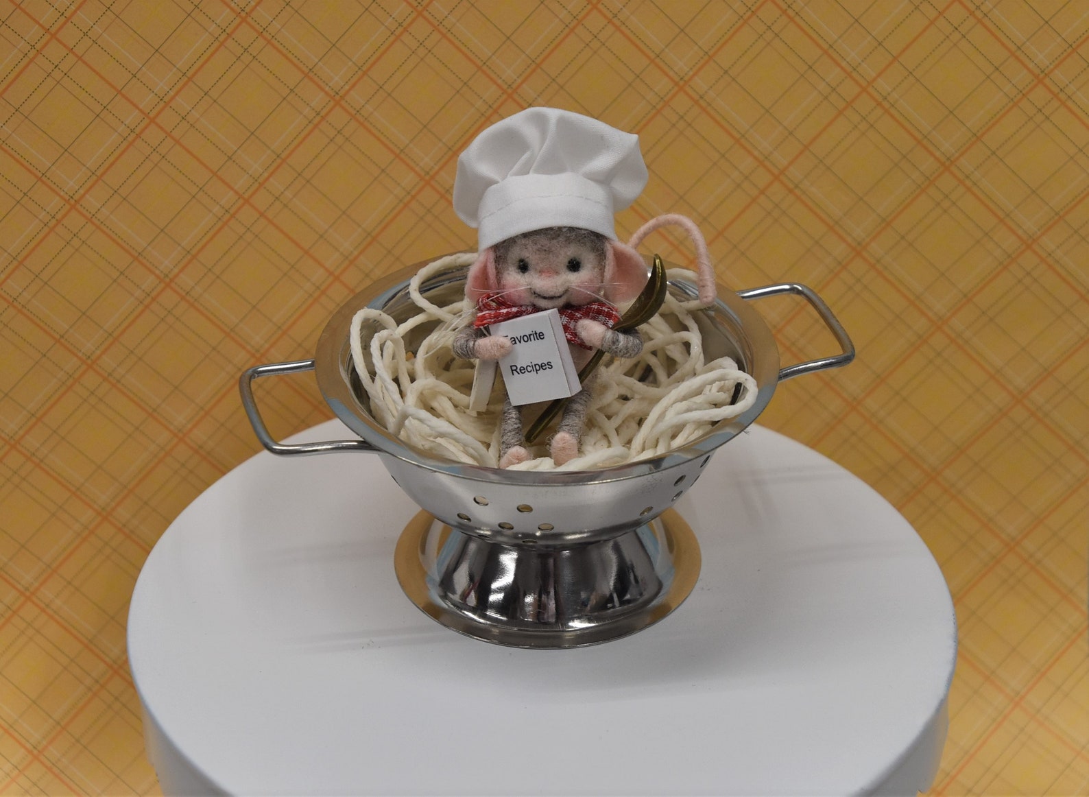 Needle Felted Chef Mouse With Spaghetti and | Etsy