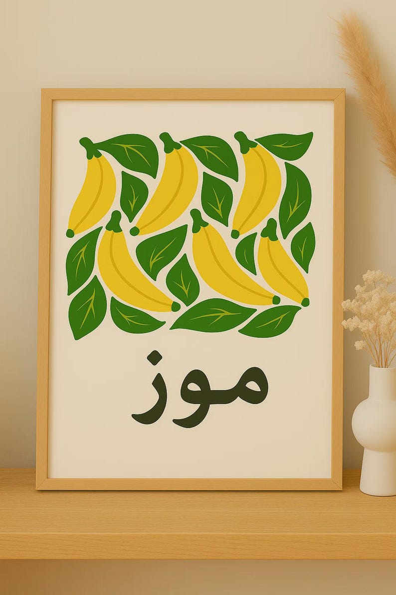 Arabic Fruit Poster – "mawz" Banana Wall Art Printable | Kids Arabic ...