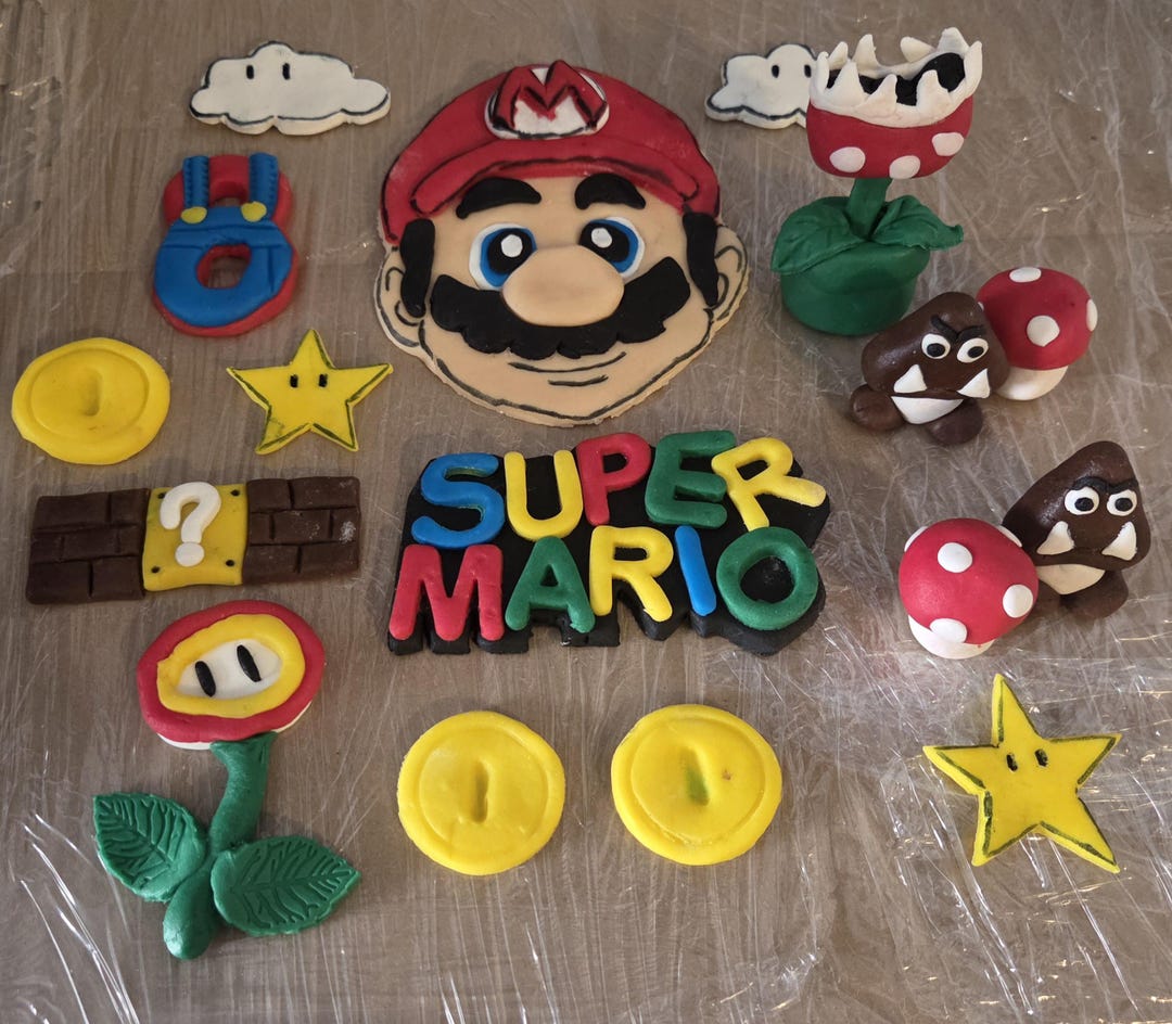 Super Mario Edible Fondant Figures – 3D & 2D Cake Topper Set | Handmade ...