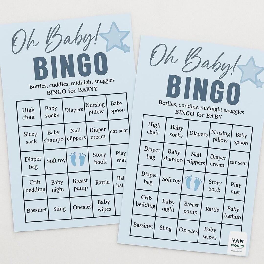 Baby Shower Bingo Game in Blue Theme Printable Baby Boy Shower Activity ...