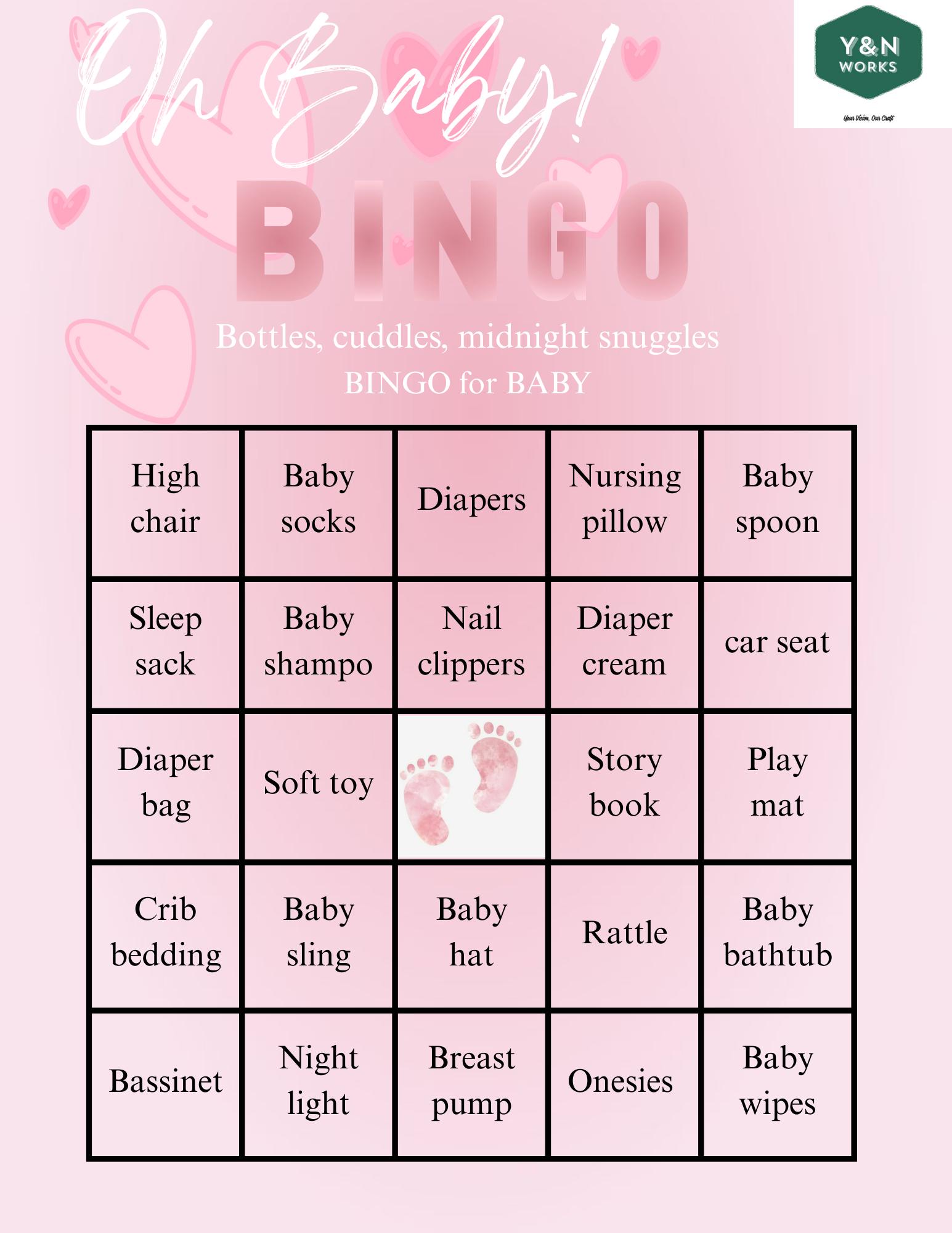 Baby Shower Bingo Game - Pink | Printable Baby Shower Game | Girl Baby ...